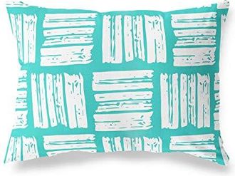 Bonamaison Le Jardin du Lin Kissen Zierkissenbezug Türkisweiß Kissenbezug, Weich Bequem, Für Zuhause Autos Büro Sofa Wohnzimmer Couch Schlafzimmer Dekor, 45x60 C