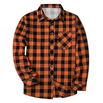 Generic DENGJIAMY Chemise boutonn&eacute;e &agrave; carreaux &agrave; manches longues pour homme - Style vintage et d&eacute;contract&eacute; - Pour les vacances et la plage - Col classique - V