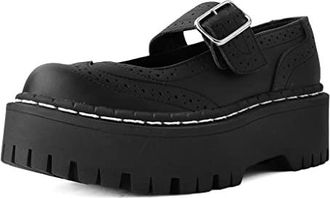 T.U.K. Double Decker Mary Jane - Chaussures pour Femmes - Couleur TUKskin V&eacute;g&eacute;talien Noir - Taille EU37