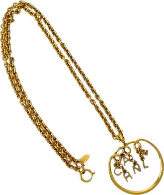 Chanel Gold Plated Letter Charms Pendant Necklace