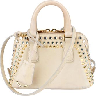 Prada Crossbody Bags - Prada Patent Crystal Mini Promenade Handbag - Gr. unisize - in Weiß - für Damen
