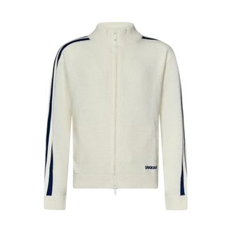 Dsquared2 Retro Sportlicher Wollmischung Cardigan mit Rei&szlig;verschluss - - Knitwear - Herren - Wei&szlig; - S