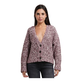HUGO BOSS Pull &agrave; col large &agrave; boutons - Femme - Pulls - Rouge - Taille: 38 FR