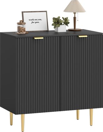 HOMCOM K&uuml;chenbuffet, Aufbewahrungsm&ouml;bel, mit 2 T&uuml;ren, verstellbarem Regal, erh&ouml;hten Metallf&uuml;&szlig;en, f&uuml;r K&uuml;che, Wohnzimmer, 80 x 40 x 80 cm, schwarz