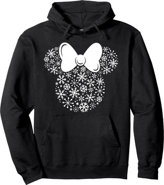Disney Minnie Mouse Icon Winter Holiday Christmas Snowflakes Pullover Hoodie