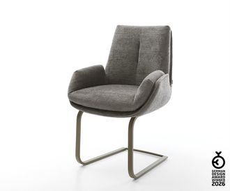 DELIFE Freischwinger Clea-Flex Boucl&eacute; Soft Schlamm Freischwinger flach Effektfinish Titan, Esszimmerst&uuml;hle