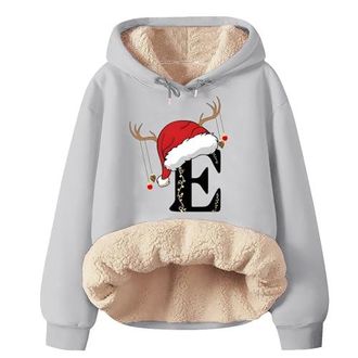 Generic Pull de No&euml;l 2025 pour femme - Grande taille - Haut moelleux &agrave; manches longues - Coupe ample - Doux et confortable - Avec cordon de serrage - Pull &agrave; c