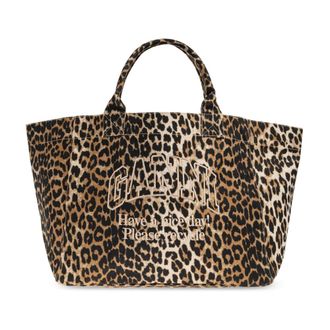 Ganni Shopper XXL Pocket Print - - Bags - Damen - Beige - ONE SIZE