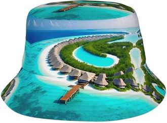 Generic Chapeau De Seau Image Paysage des Maldives Chapeaux De Visi&egrave;re Respirant &Eacute;t&eacute; Bonnet Soleil, pour Chasse, Plage, Le Camping, 56-58cm