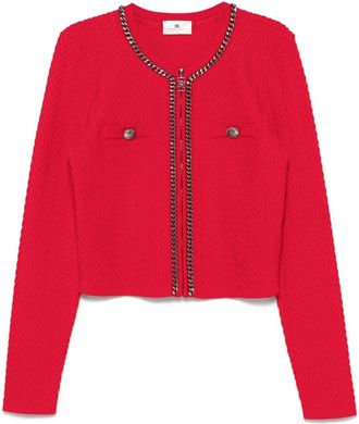 Elisabetta Franchi Cardigan mit Fischgr&auml;tenmuster - Rot