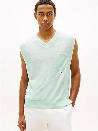 Tommy Hilfiger Pull sans manches l&eacute;ger en lin m&eacute;lang&eacute;