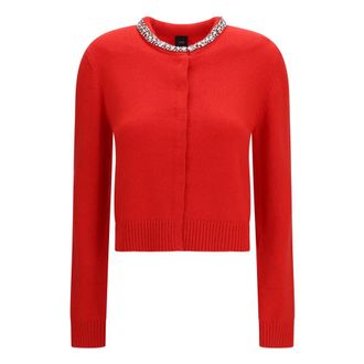Pinko Colonia Cardigan mit Juwelenkragen - - Knitwear - Damen - Rot - L