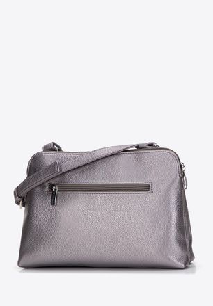 Wittchen Damen-Umh&auml;ngetasche aus &Ouml;ko-Leder, zwei F&auml;cher, silberfarben