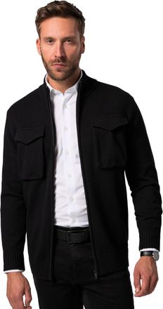 JP1880 Herren gro&szlig;e Gr&ouml;&szlig;en &Uuml;bergr&ouml;&szlig;en Menswear L-8XL Strickjacke, Pattentaschen, Stehkragen, Zipper schwarz 3XL 829161130-3XL