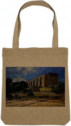 Fabulous Sac Shopping Tote Bag Aspect Lin - Alfred Sisley LAqueduc de Marly Peinture Impressionnisme - Sac de Courses Toile Epaisse 360g Beige Naturel Cabas Po