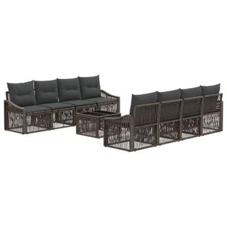 vidaXL Set Divano Da Giardino 9 Pz Grigio 55 X 55 X 37 Cm Polyrattan Vidaxl