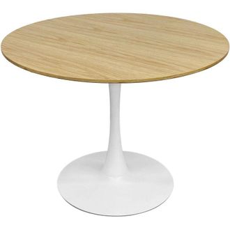 Oviala Table &agrave; manger ronde 4 personnes D100 cm bois