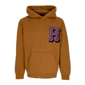 HUF Fleece-gef&uuml;tterter Hoodie mit Logopatch - - Sweatshirts & Hoodies - Herren - Braun - XL
