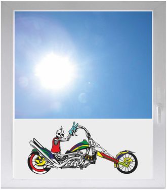 Indigos UG Fensterfolie Blickdicht Ghost Ride Motorr&auml;der - 1000x500mm - Sonnenschutzfolie Fenster - Sichtschutzfolie Fenster Bad, K&uuml;che, Fenster, Milchglasfolie