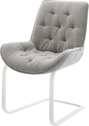 DELIFE Schwingstuhl Taimi-Flex Freischwinger flach Weiß Strukturstoff Soft Grau