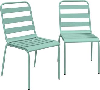 OUTSUNNY Lot de 2 chaises de jardin - Outsunny - empilables - pour salle &agrave; manger ext&eacute;rieure - m&eacute;tal - vert