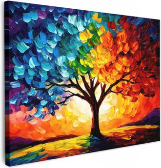 MuchoWow © Bilder 40x30 cm Wohnzimmer Deko Modern Wandbild Kunstdruck auf Leinwand Bild Schlafzimmer über Bett Room Decor Geschenke Baum - Kunst - Natur - Sonn