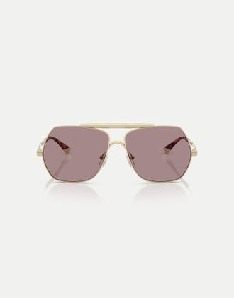 Michael Kors Denver Pilotensonnenbrille mit violettem Glas in Hellgold