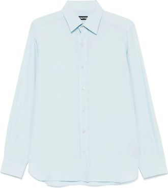Tom Ford chemise &agrave; boutonni&egrave;re sur le devant - Bleu