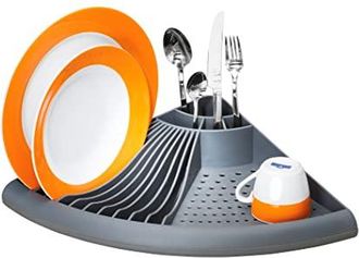 WENKO Eck-Geschirrabtropfer Organisationshelfer Grau