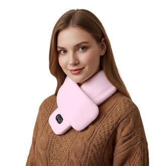Generic &Eacute;charpe chauffante &eacute;lectrique pour le cou - Chargement USB intelligent - Sans fil - Chauffage rapide - Pour randonn&eacute;e, cyclisme, rose/blanc, XL