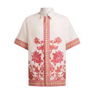 Etro Homme, Chemises, Multicolore, Taille: M Chemise oversize en lin &agrave; imprim&eacute; floral plac&eacute;