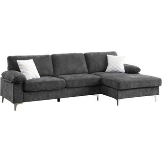 Habitat et Jardin Canap&eacute; dangle droit en tissu chenille Jade - 3 places - Gris