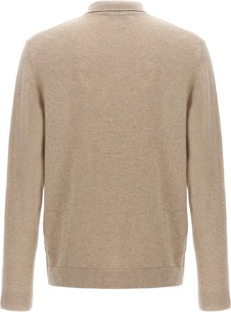 Zanone Cashmere-Wool Knit Polo Shirt - Beige