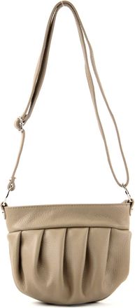 modamoda.de T191 Damen Leder Umh&auml;ngetasche Schultertasche Klein handmade in Italy, Farbe:Beige