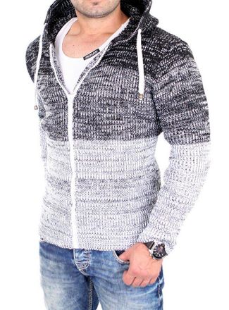 Reslad Strickpullover Reslad Strickjacke Herren Colorblock Kapuzen Cardigan Jacke RS-3109 (1-tlg) Strickjacke Zipper Hoodie