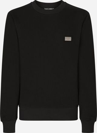 Dolce & Gabbana Jersey-sweatshirt Mit Logoplakette - Mann Sweatshirts Blau Baumwolle 44