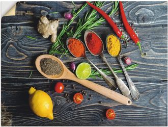 Artland ARTland Wanddeko Wandtattoo selbstklebende Vinylfolie 60x45 cm Querformat Küchenbilder Gewürze Essen Lebensmittel Chili Kräuter H9KD