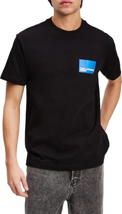 Karl Lagerfeld Herren, Regular Kurzarm-T-Shirt Mit Box-Logo, Normale Passform, Schwarz, L