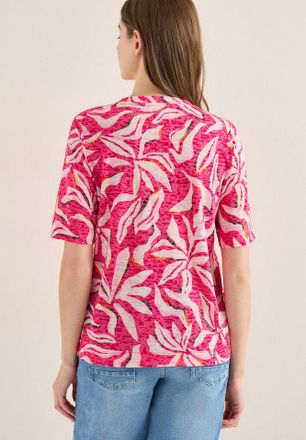 Cecil Rundhalsshirt Ausbrenner Shirt mit floralem Muster