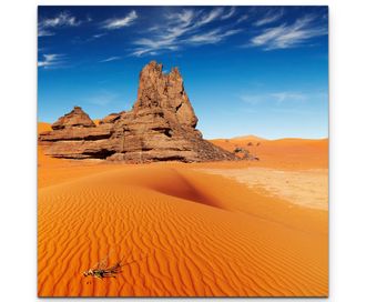Paul Sinus Art Leinwandbilder | Bilder Leinwand 60x60cm Sanddünen und Felsen Sahara - Algerien