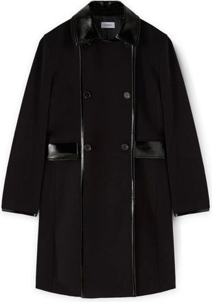 Motivi Femme, Manteaux, Noir, Taille: 46 FR Manteau en polyviscose avec empiècements en cuir verni