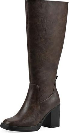 White Mountain White Mountain Bottes &agrave; tige haute Mackle &agrave; talon bloc pour femme, Moka lisse, 7 X-Wide