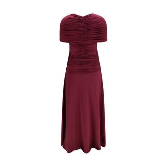 Self Portrait Ruched Jersey Midi Dress - Burgundy