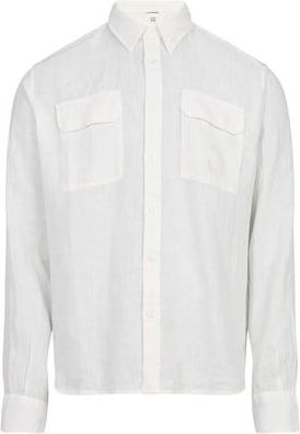 C.P. Company Chemise unie &agrave; poches &agrave; rabat avec logo imprim&eacute; en lin