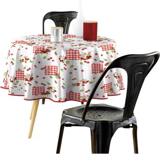 Douceur d'Intérieur Cerise Tischdecke, rund (Durchmesser 160 cm), bedruckter PVC