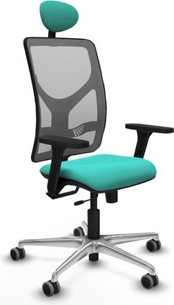 Piqueras y Crespo Stuhl f&uuml;r Kontrollzentren mit 3D-Armen, h&ouml;henverstellbarer Lendenwirbelst&uuml;tze und festem Kopfteil, ausgestattet mit Syncro/Traslack und Schneideschaum