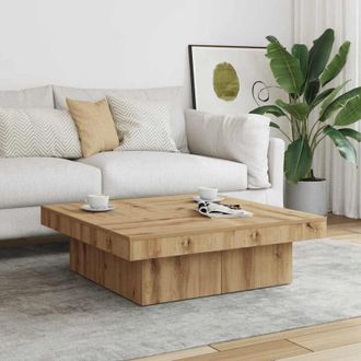 vidaXL Table basse ch&ecirc;ne artisanal 90x90x28 cm bois ding&eacute;nierie Vidaxl