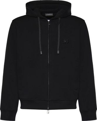Emporio Armani Homme, Sweatshirts et sweats &agrave; capuche, Noir, Taille: 2XL SweaT-shirt &agrave; capuche zipp&eacute; en double jersey