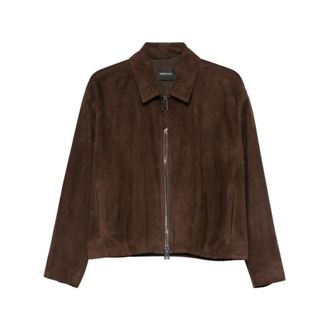 Simonetta Ravizza Femme, Vestes, Brun, Taille: 36 FR Zip-Front Leather Jacket