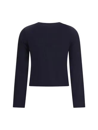 Extreme Cashmere Womens Long-Sleeved Crew-Neck T-Shirt N&deg;451 Lisa Navy Cotton; Kashmir-Capra Hircus Knitwear Kashmir/capra Sweater